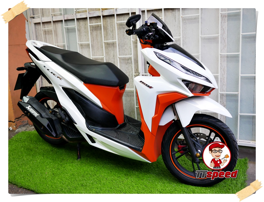 Honda New Click 150i สีขาวส้มจดปี 62 ผ่อนเดือน 1925 บาท
