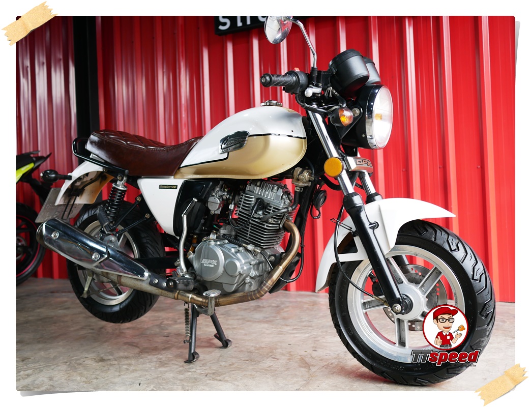 GPX Country 125 สีขาวสตาร์ทมือแต่งสวยพร้อมขี่ใช้งาน